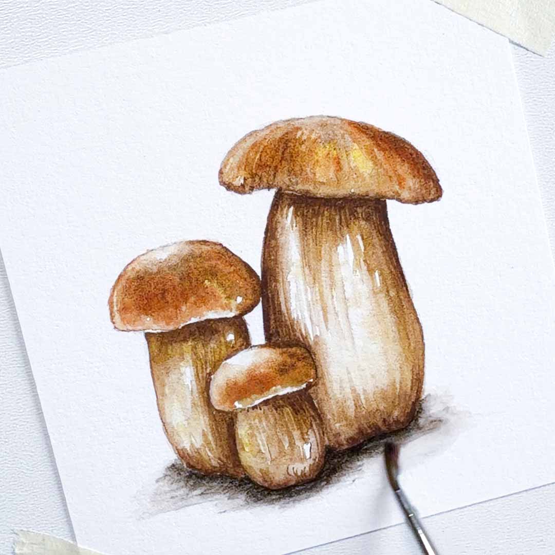 Watercolor Mushrooms Painting Tutorial for Beginners | Step-by-Step ...